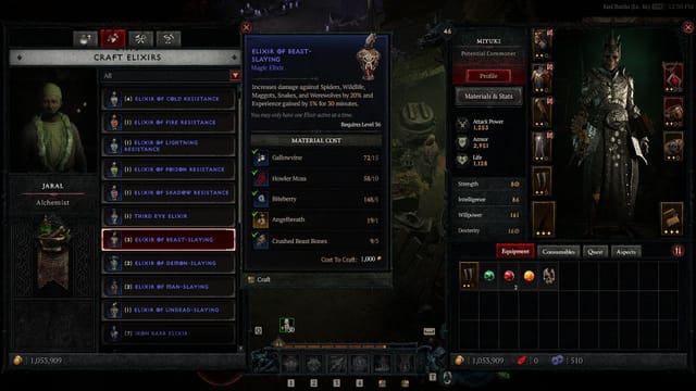 Diablo 4 Elixir of Beast-Slaying: Types, recipe, effects, and more