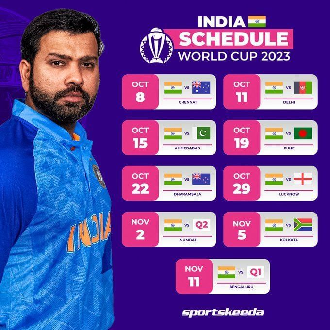 India schedule 2023 World Cup: Complete India match list, dates, venues ...