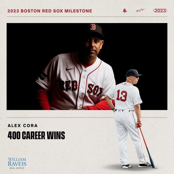 MLB fans in appreciation of Red Sox manager Alex Cora as he reaches 400 ...