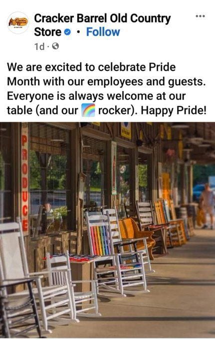 Cracker Barrel: "Time to protest them sickening": Cracker Barrel front ...