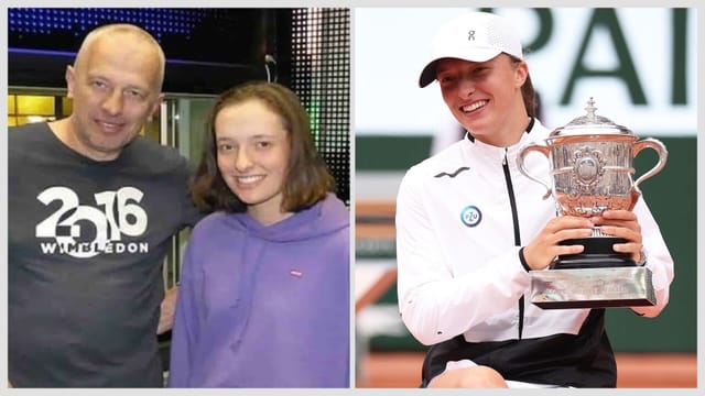 Iga Swiatek's father Tomasz celebrates her 3rd French Open title win