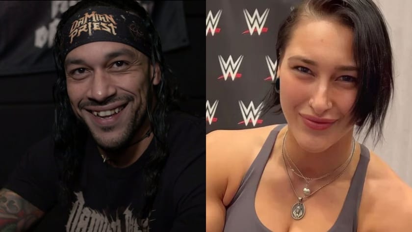 Rhea Ripley: Watch: Damian Priest’s hilarious reaction to NSFW Rhea Ripley quip