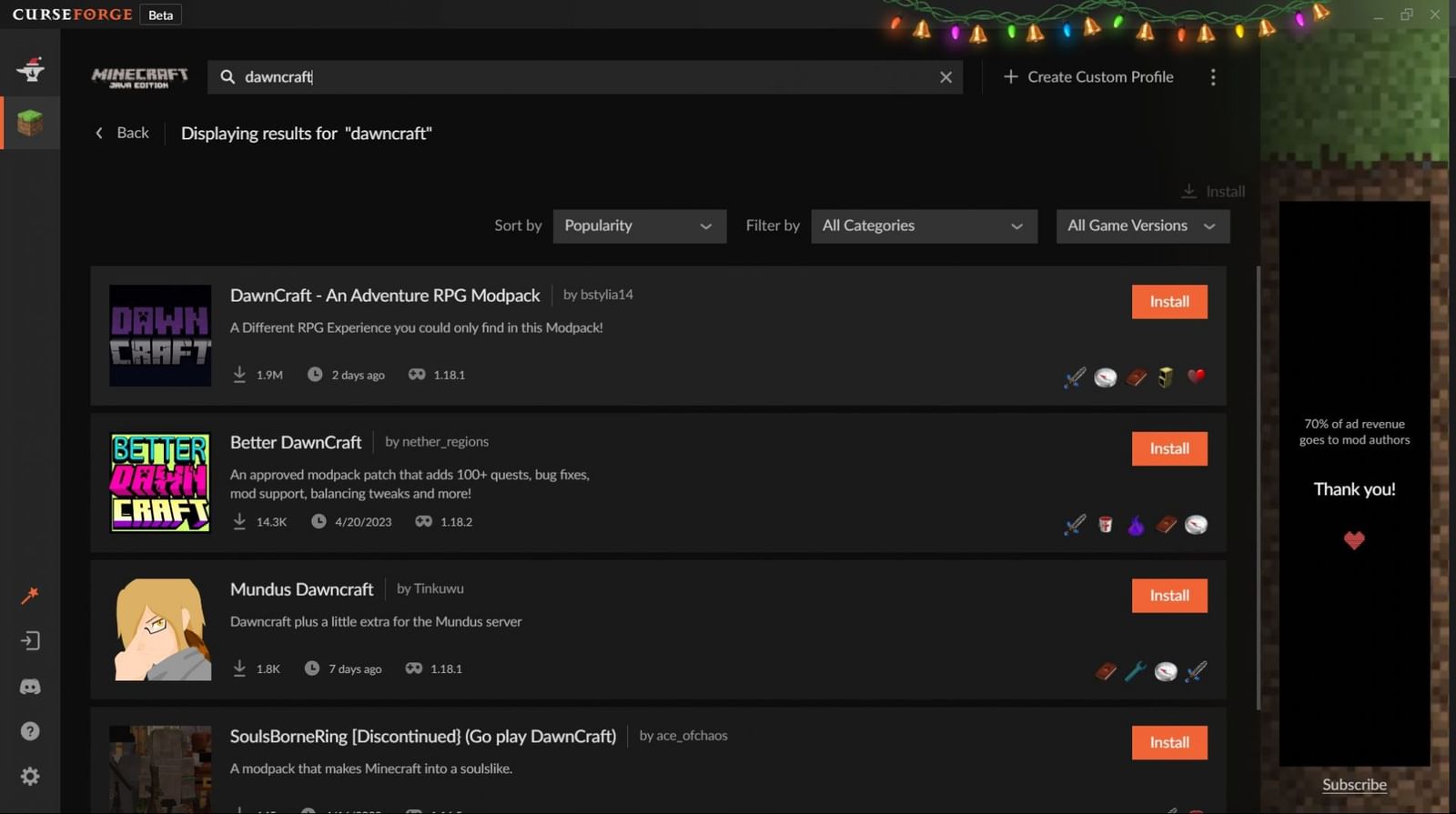 How to download and install modpacks for Minecraft 1.20