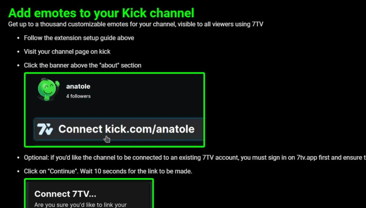 How to integrate popular emote platform 7TV on Kick? Entire process ...