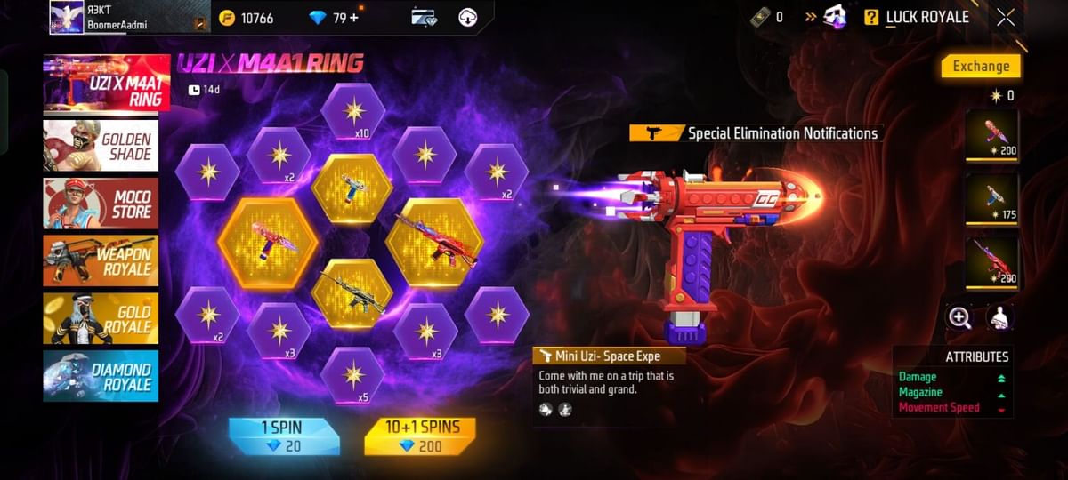 Free Fire UZI X M4A1 Ring: Get legendary gun skins (MAX version)