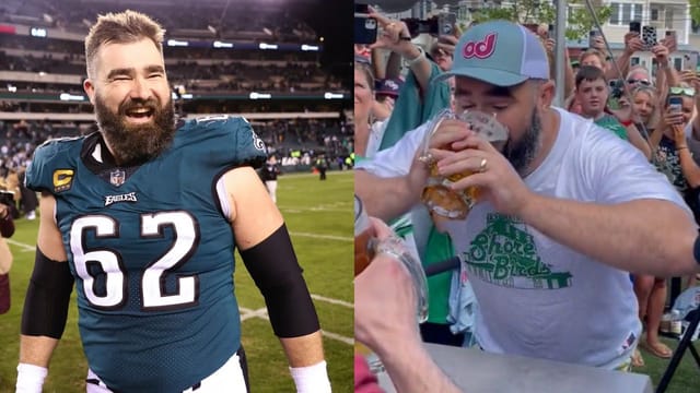 Jason Kelce chugging 30oz beer in 5.7 secs has NFL fans losing their ...