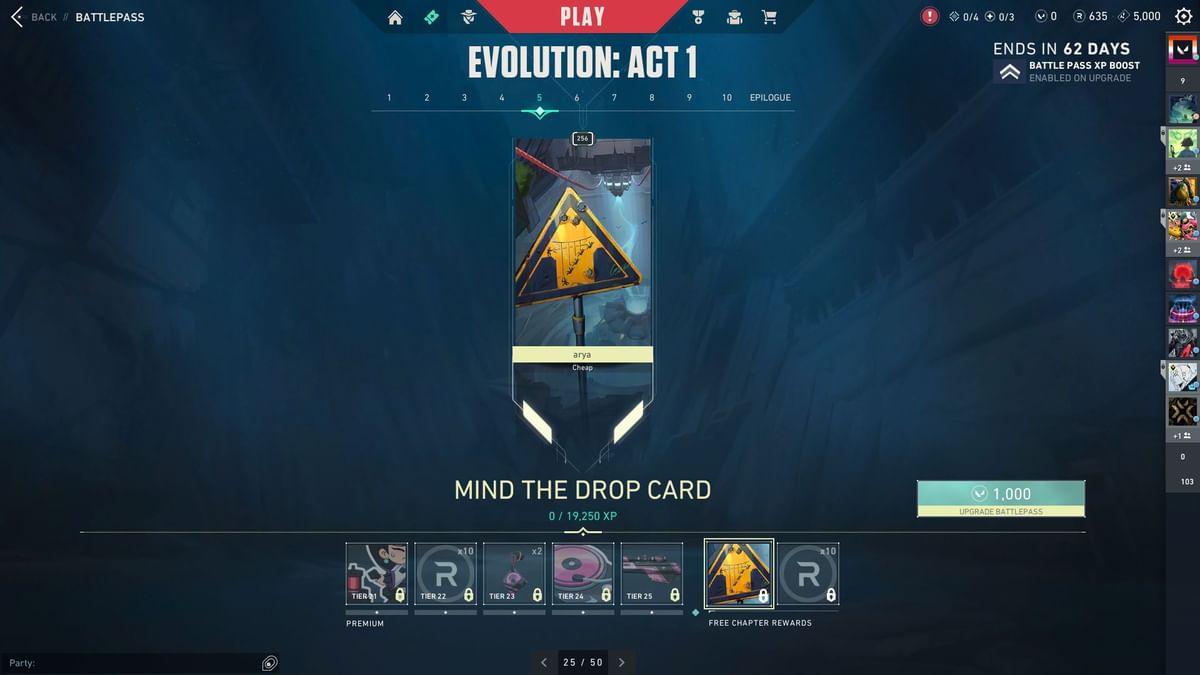 Battlepass: Valorant Episode 7 Act 1: All Battlepass tiers and rewards