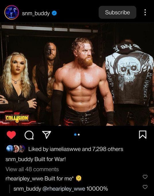 Rhea Ripley sends a flirtatious message to real-life partner Buddy Matthews, Matthews responds