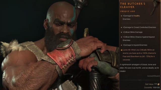 The Butcher's Cleaver in Diablo 4: How to get, Unique effects, Affixes ...