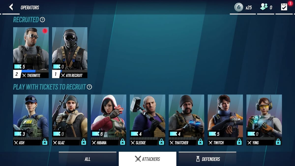 All available Operators in Rainbow Six Mobile Beta 2.0