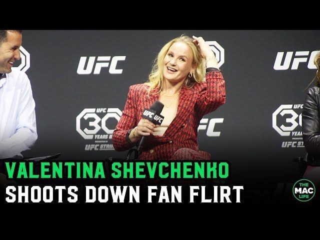 Valentina Shevchenko can't stop blushing as superfan comes up with a ...