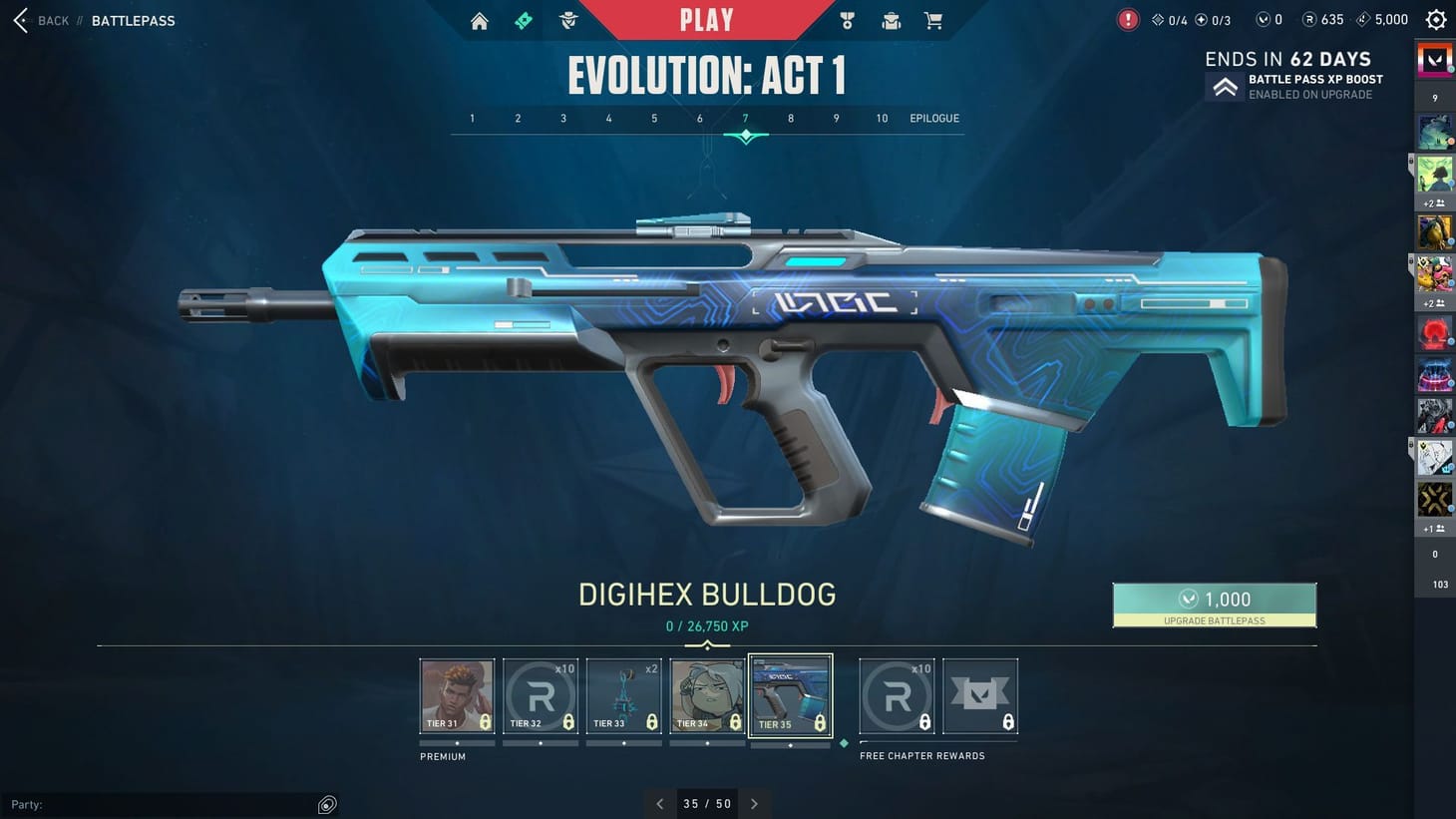 Battlepass: Valorant Episode 7 Act 1: All Battlepass tiers and rewards