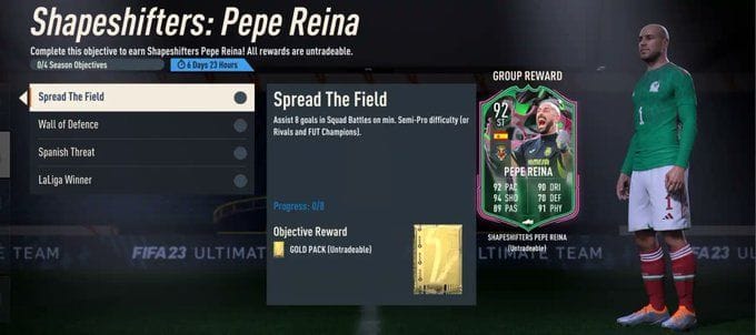 Pepe Reina Shapeshifters objective: FIFA 23 Pepe Reina Shapeshifters ...