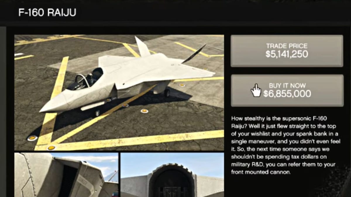 How much does new F-160 Raiju jet cost in GTA Online San Andreas ...