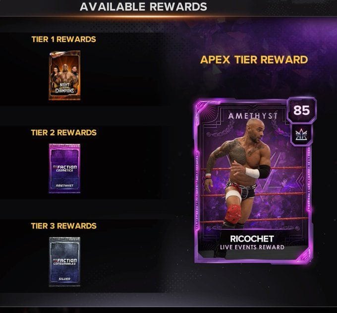 Amethyst Ricochet: WWE 2K23 MyFaction mode: How to get the 85-rated ...