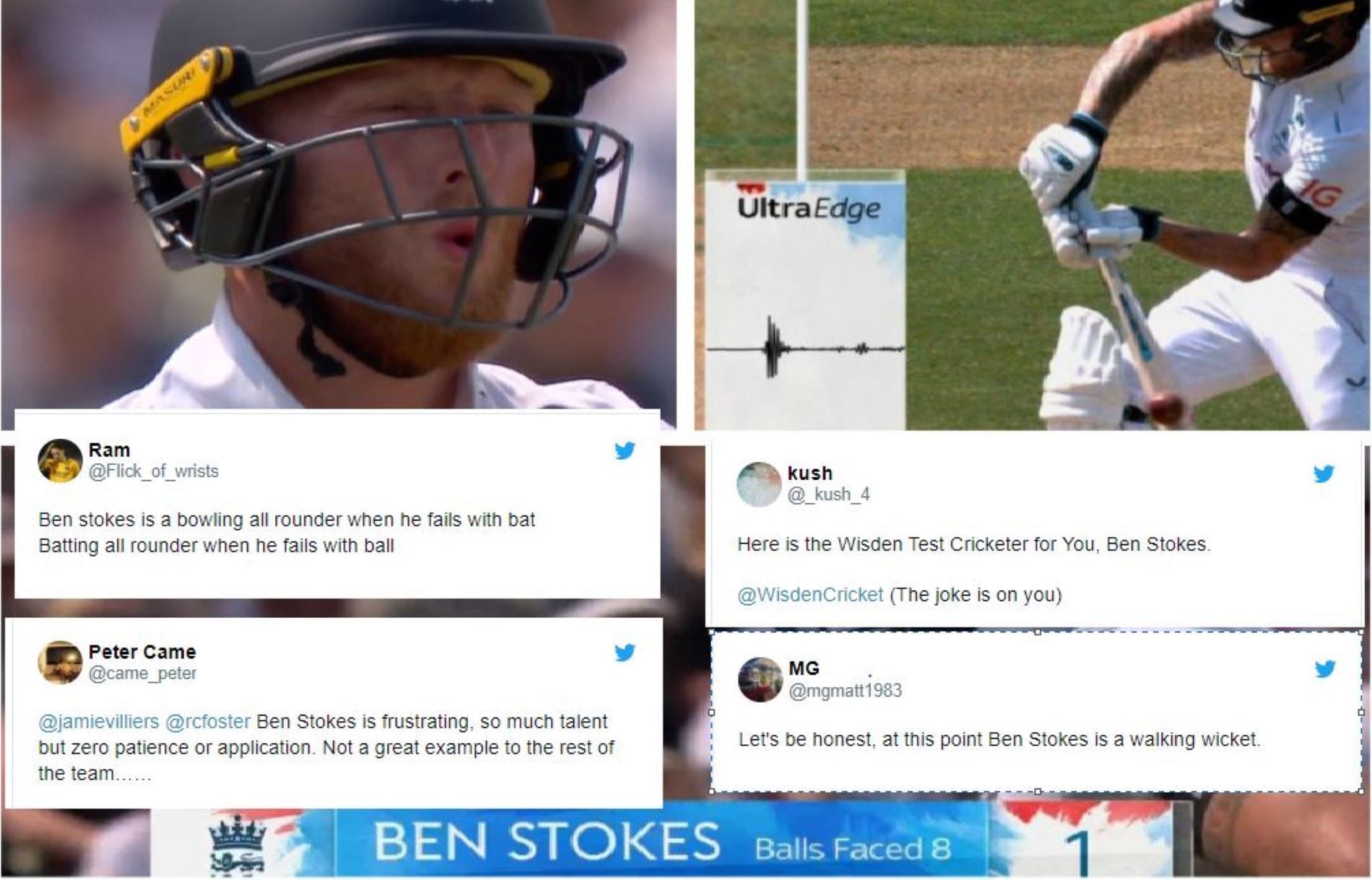 "Here is the Wisden Test Cricketer for you" - Twitter roasts Ben Stokes ...