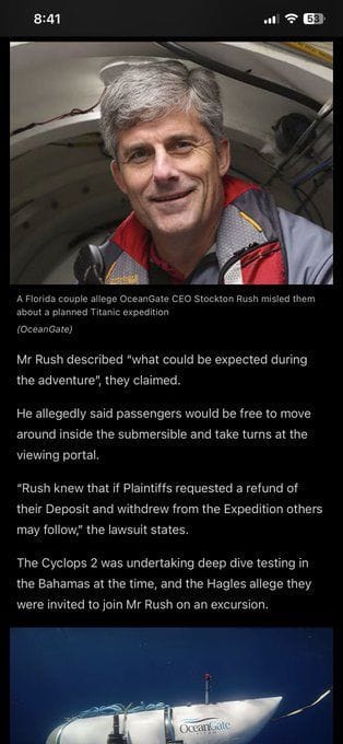 Why did Marc and Sharon Hagle sue Stockton Rush? Florida couple drops ...