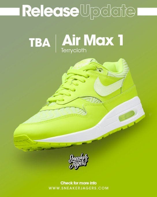 Volt: Nike Air Max 1 Terry Cloth "Volt" shoes: Everything we know so far
