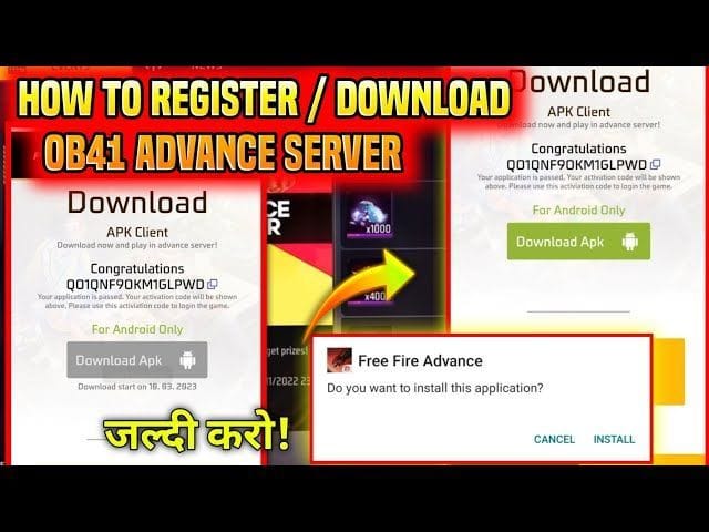 How to register for Free Fire OB41 Advance Server