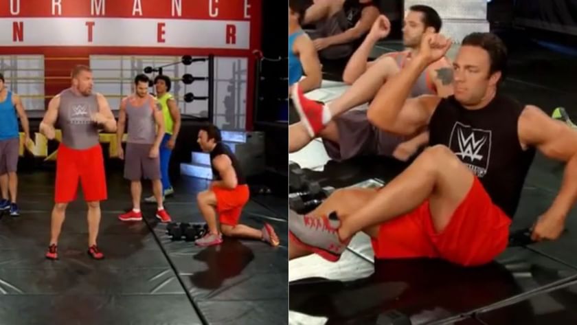 [WATCH] When LA Knight shouted "YEAH!" during Triple H's workout DVD