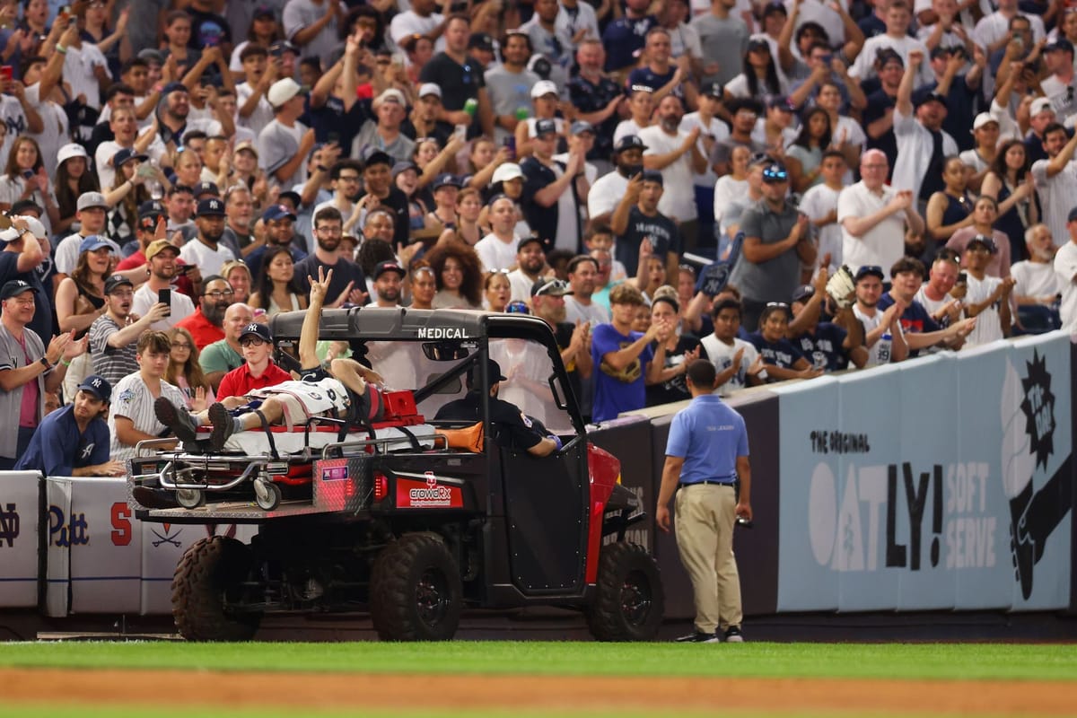 Watch: Yankees fans erupt with MVP chants as cameraman Pete Stendel gets carted off the field ...
