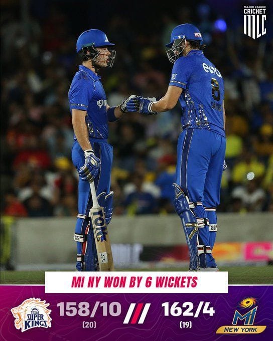 MLC 2023 Points Table: Updated standings after Texas Super Kings vs MI New York, Challenger