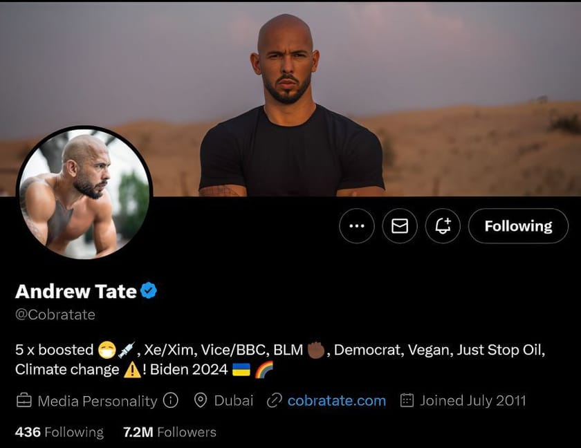 "Xe/Xim, Vice/BBC, Biden 2024" - Andrew Tate makes bizarre changes to ...