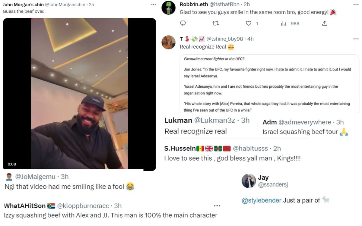 Jon Jones: "Video had me smiling like a fool" - Israel Adesanya and Jon ...