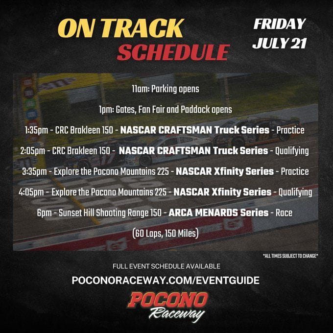 NASCAR Friday schedule: Here’s what today’s schedule at Pocono Raceway ...