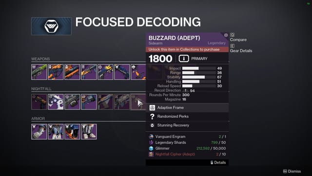 Destiny 2 Buzzard Sidearm god rolls, how to get, and more