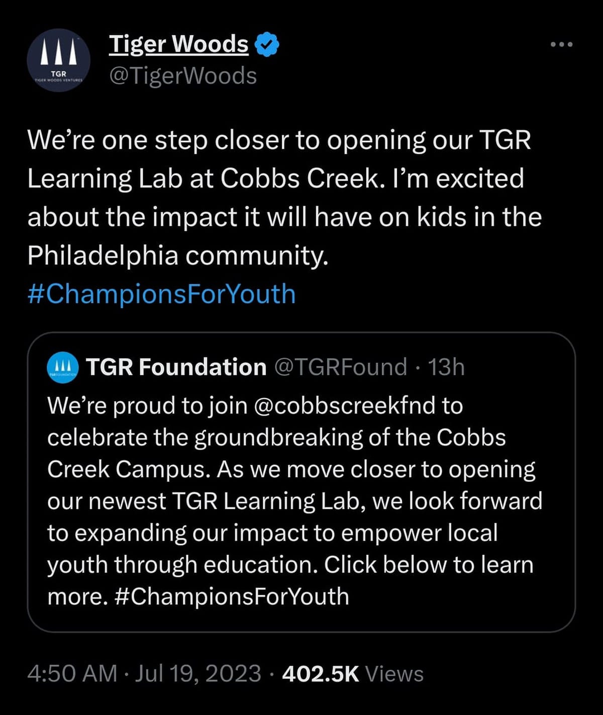 "We're one step closer" - Tiger Woods 'excited' to open TGR Learning ...