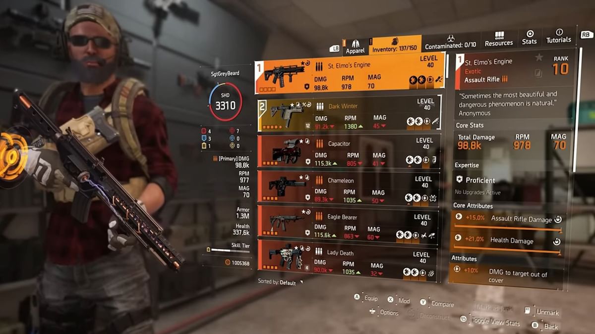 Top 5 Exotic Weapons in The Division 2