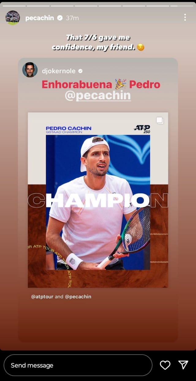 Novak Djokovic congratulates Pedro Cachin on winning his maiden ATP ...