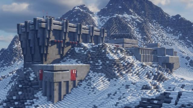 Minecraft player creates enormous snowy mountain base