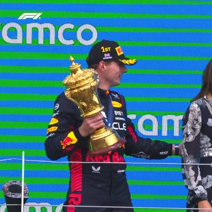 WATCH: Max Verstappen, Lewis Hamilton, and Lando Norris begin podium ...