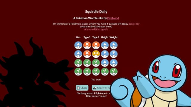 Squirdle (Pokemon Wordle) Daily Answer and Hints for July 27, 2023