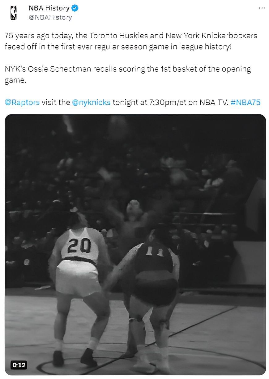 Who won the first-ever NBA Game?