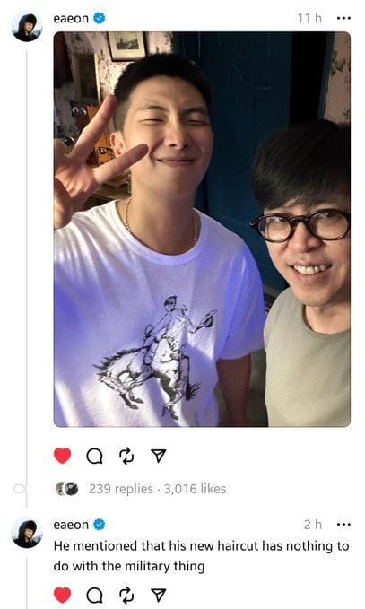 “Nothing to do with military”: BTS’ RM’s friend eAeon clarifies Bangtan ...