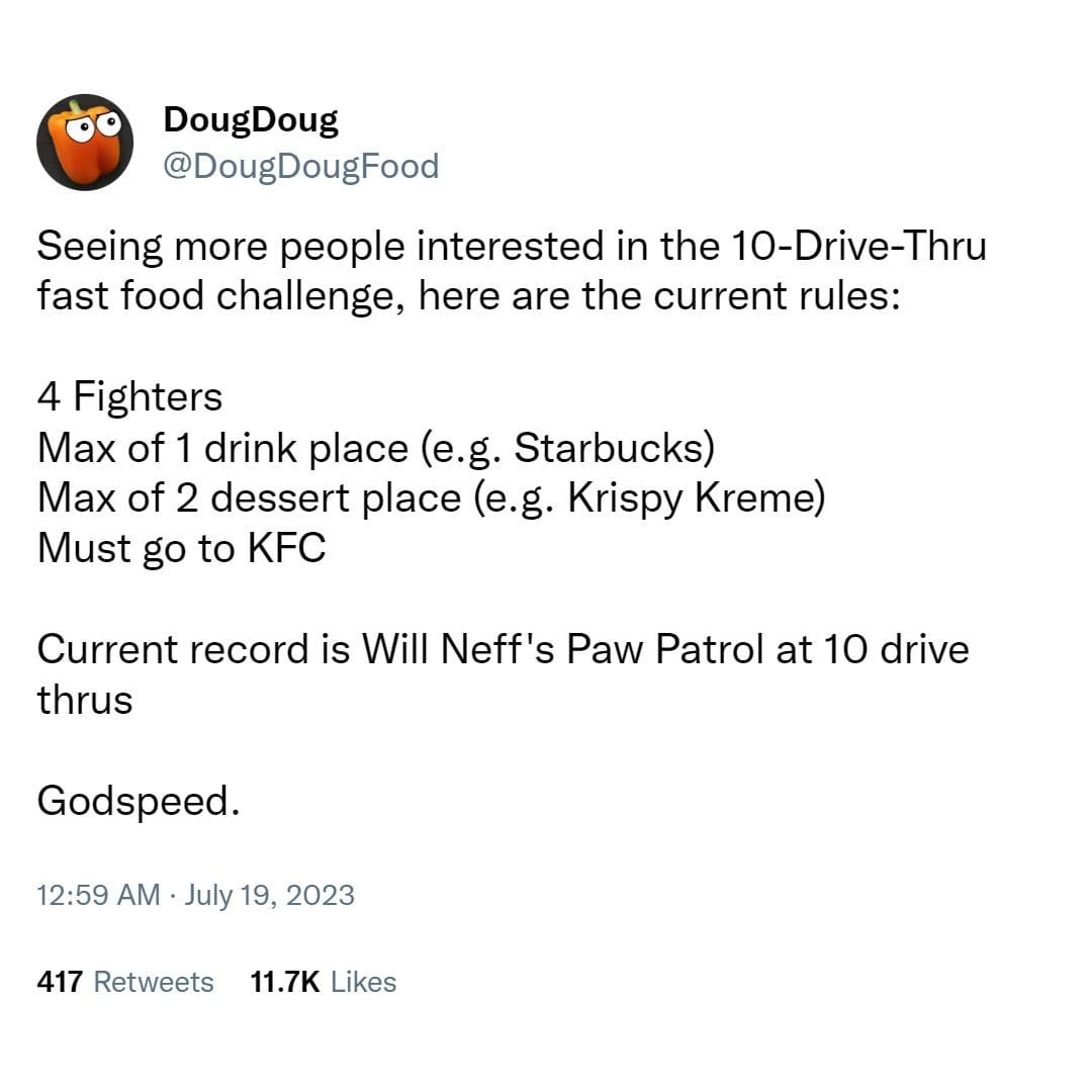 What is DougDoug's 10-Drive-Thru fast food challenge? Competition ...