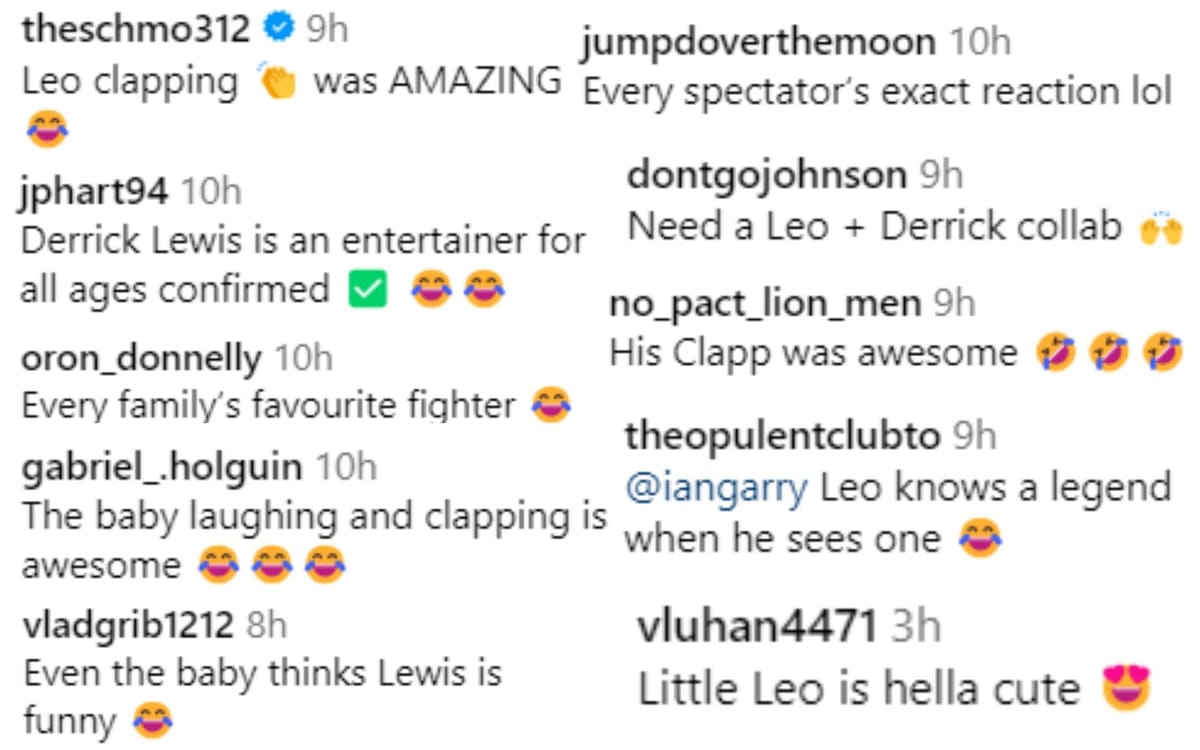 "Leo was all of us" - Ian Garry's newborn clapping at Derrick Lewis ...
