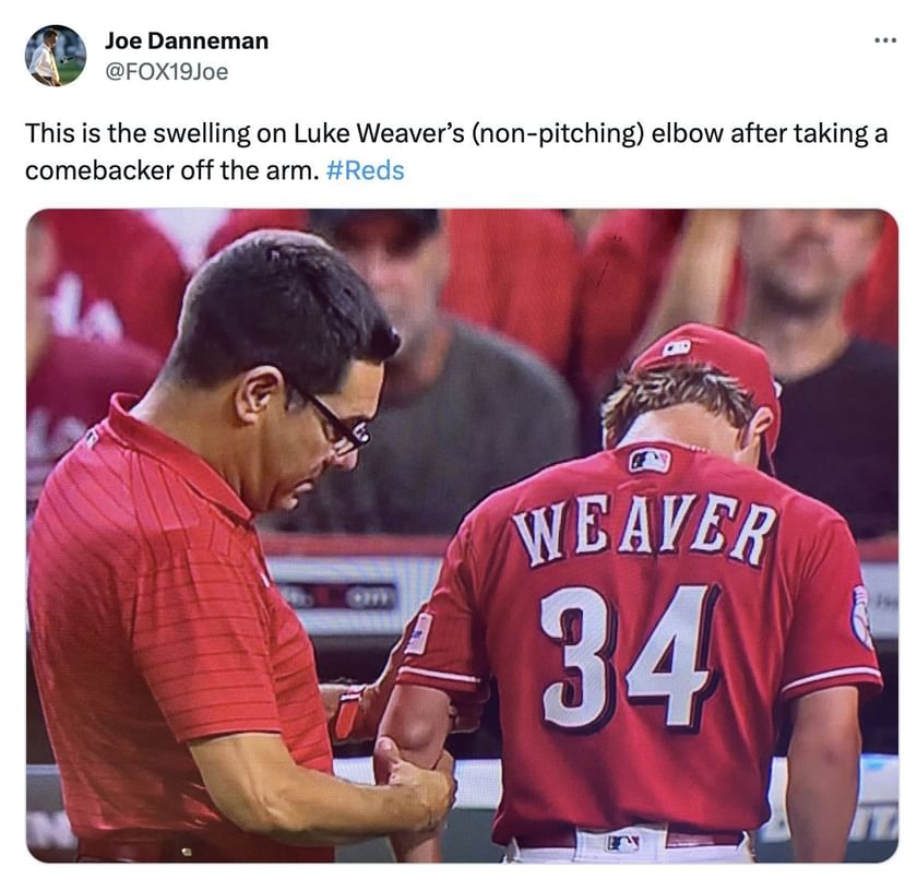 What happened to Luke Weaver? Reds pitcher exits game vs Giants early