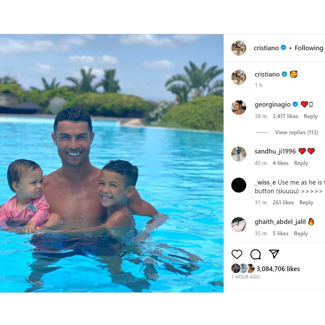 Georgina Rodriguez sends adorable reaction as Cristiano Ronaldo relaxes ...