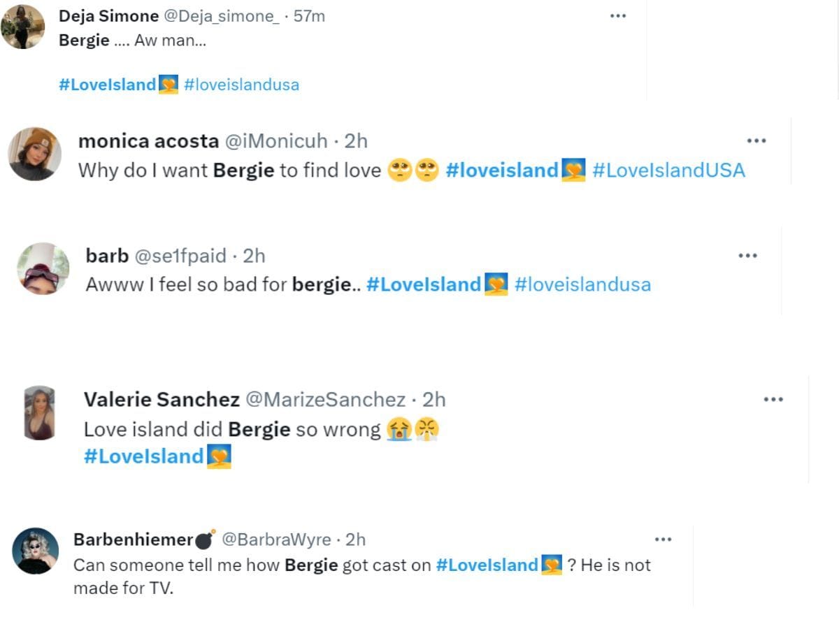 "JUSTICE FOR BERGIE!!": Love Island USA fans don't like how Bergie was ...