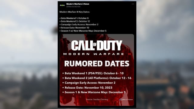 Modern Warfare 3 all leaked dates: beta weekend, early access, release ...