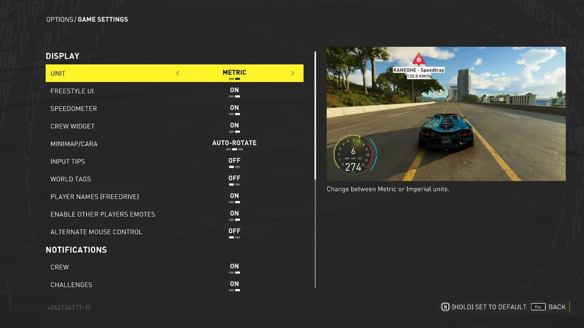 The Crew Motorfest closed beta 5 settings to change