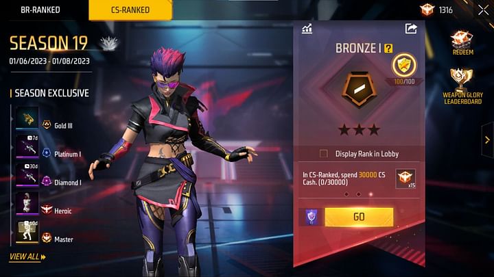 Free Fire Max Clash Squad Ranked Season 20 Start Date Rank Reset End