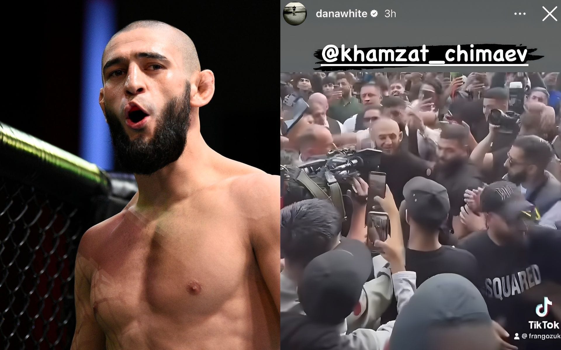 Dana White: Dana White shares footage of fans SWARMING Khamzat Chimaev ...