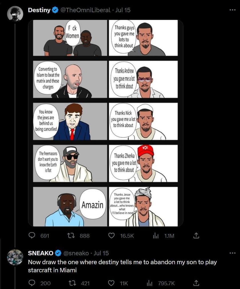 "I'm the only person who doesn't bot": Destiny calls out Sneako for ...