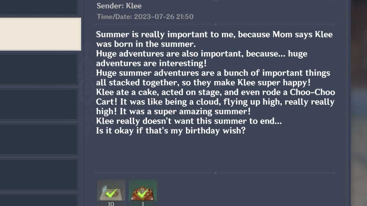 Genshin Impact Kuki Shinobu & Klee birthday 2023: Gifts, Mails, and ...