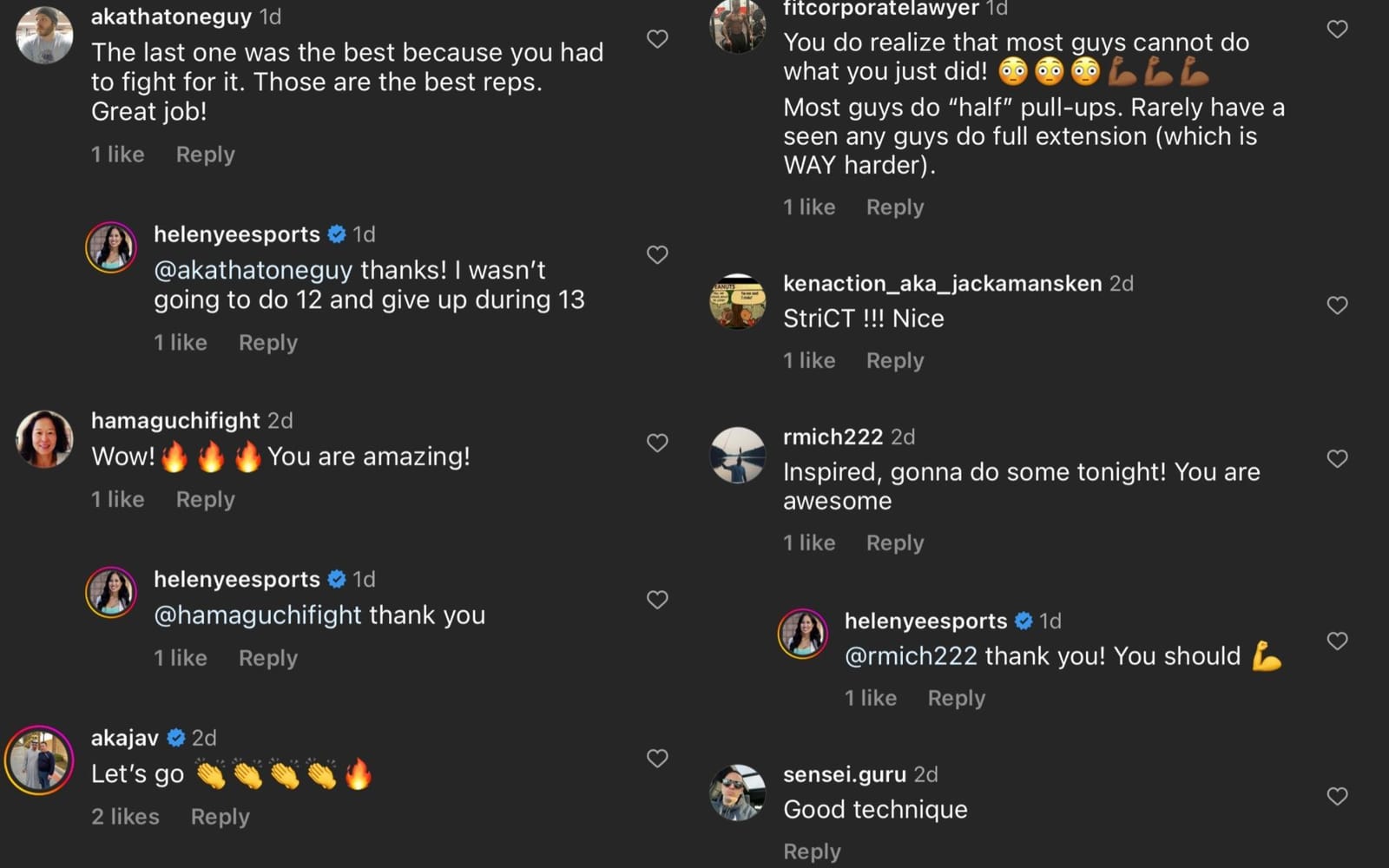 Helen Yee Instagram: "Most guys cannot do what you just did!" - MMA ...